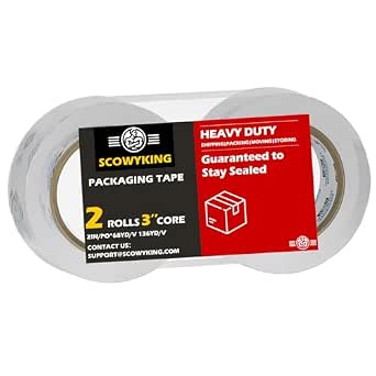 Amazon.com: Scowyking Clear Packing Tape - 2 Rolls, 130 Yards Heavy ...
