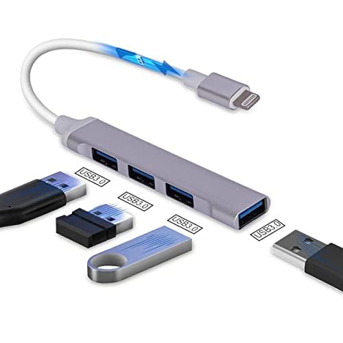 OBSPL Lightning to USB Hub 4-in-1 USB OTG Hub with 3 USB 3.0 Port and ...