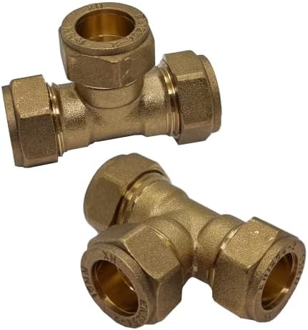Pipestation® 15mm Brass Compression Tee Pipe Connectors for Copper Pipe ...