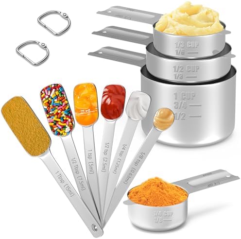 Amazon.com: ChefLand 8-Piece Stainless Steel Measuring Cups and ...