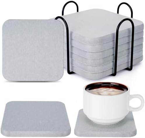 Amazon.com: Yaomiao 6 Pcs Diatomaceous Earth Coaster Absorbent Square ...