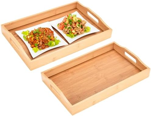 Amazon.com: Prosumer's Choice Bamboo Serving Tray with Handles, Set of ...