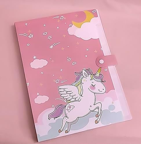 Amb Unicorn Multi Colour A4 Paper File Folder With Button Lock |Unicorn ...