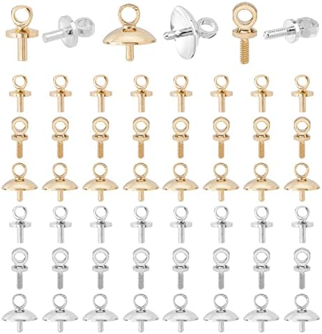 Amazon.com: 60pcs Eye Pin Bails Caps Brass Cup Pearl Eye Pin Bail Peg ...