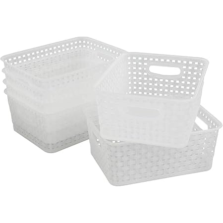 Amazon.com: EudokkyNA Plastic Weave Storage Basket, Small Baskets Set ...