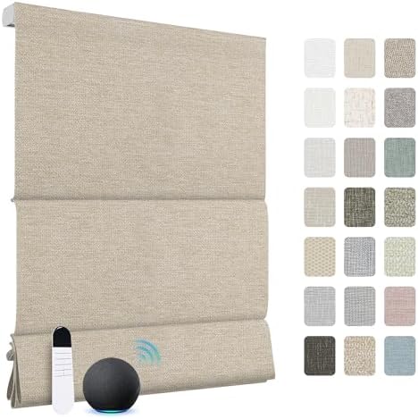 Amazon.com: BERISSA Motorized Roman Blinds with Remote,Cordless Smart ...