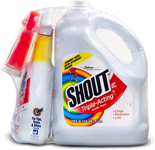 Shout Triple-Acting Laundry Stain Remover Spray Bottle for Everyday ...