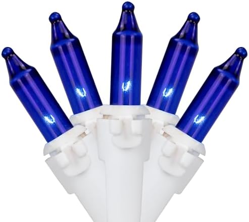 Amazon.com: Set of 35 Blue Mini Christmas Lights - White Wire : Home ...