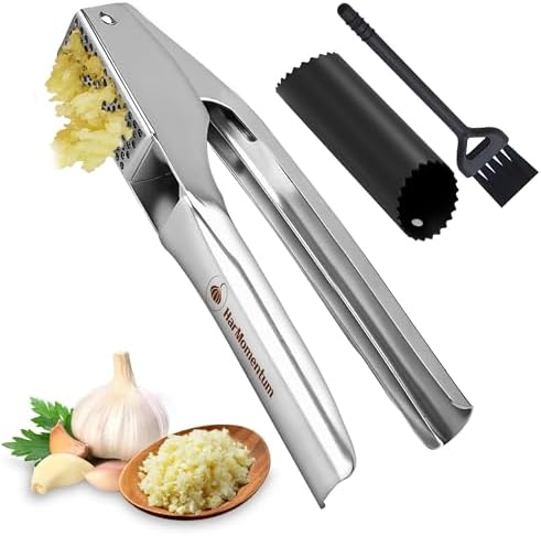 Amazon.com: Garlic Press Stainless Steel - Professional Garlic Mincer ...