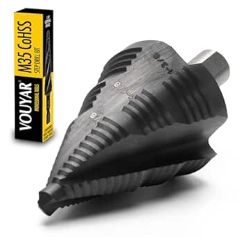 Vouyar Four Spiral Flute Cobalt Step Drill Bit, 1/4" - 1-3/8" M35 TiAlN ...