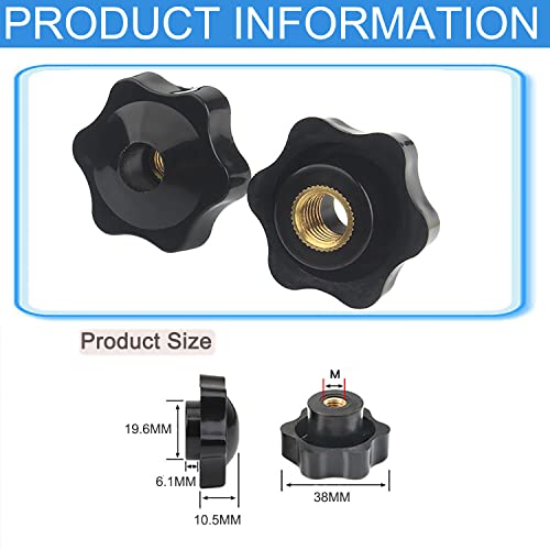 20 Pcs Star Head Knobs Star Shape Head Clamping Nuts M6 x 38mm Female ...