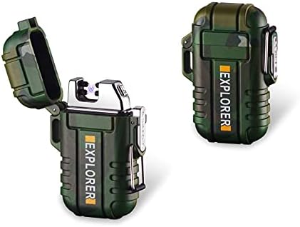 Amazon.com: LcFun Waterproof Lighter Outdoor Windproof Lighter Dual Arc ...