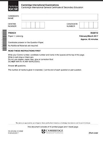 Buy Igcse past papers for french foreign language (0520) Book Online at ...