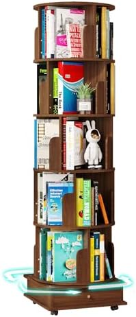 Amazon.com: ZZV Solid Wood Rotating Bookshelf, 360° Display Bookcase ...