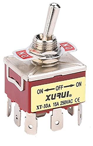 Heavy Duty 3PDT ON-Off-ON Toggle Switch 20A 125V, 15A 250V Spade ...