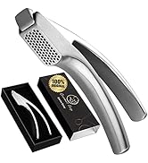 Garlic Press Stainless Steel - No Need to Peel Garlic Mincer for Fine ...