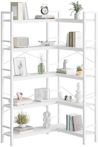 Amazon.com: NUMENN 5 Tier Corner Bookshelf, Modern Corner Bookcase ...