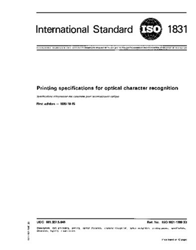 ISO 1831:1980, Printing specifications for optical character ...