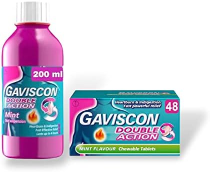 Amazon.com: Gaviscon Double Action Mint Chewable Tablets 48pk Double ...