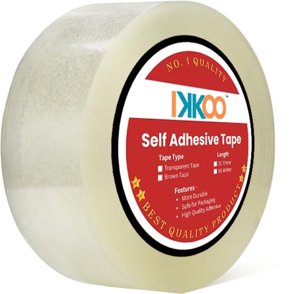 Ikkoo's 48mm 65 Meters,(Pack of 1) Transparent Packaging Tape,Self ...