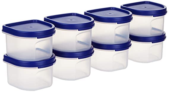 Modular Plastic Storage Containers with Lid (250ml each), Blue (pack of ...