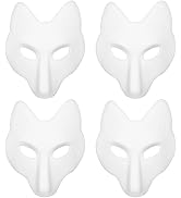 Amazon.com: Vaguelly Blank Fox Masks, 4pcs Therian Masks DIY Unpainted ...