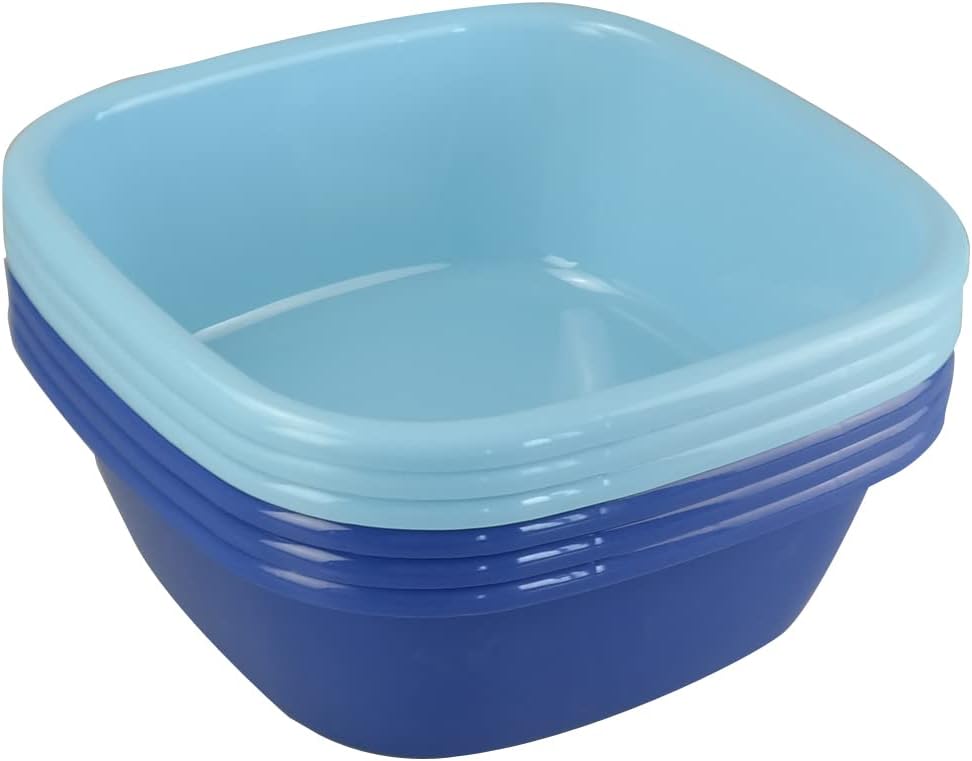 Ikando Set of 6 Plastic Washing up Bowls, Small Square Wash Basins ...