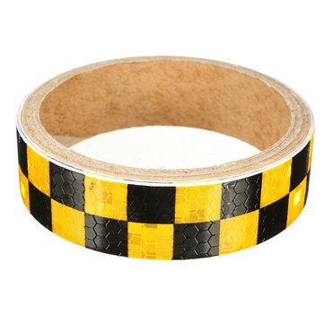 25mm x 1m Warning Caution Reflective Sticker Dual Color Chequer Roll ...