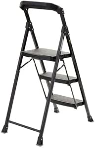 Riyan 3-Step Pro-Grade Steel Step Stool, 300 Lbs Capacity, Type IA Duty ...