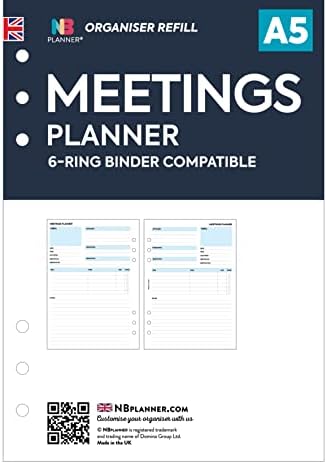 NBplanner A5 Undated Meetings panner Organiser Refill Insert Daily ...