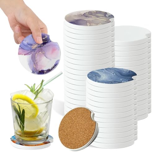 Amazon.com: Sublimation Blanks Ceramic Car Coasters for Car Cup with ...