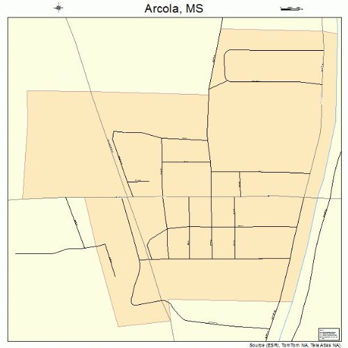 Large Street & Road Map of Arcola, Mississippi MS - Printed poster size ...
