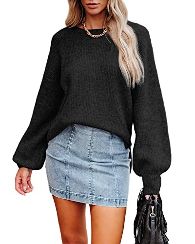 Women Casual Oversized Crew Neck Long Batwing Sleeve Sweaters Loose Fit ...