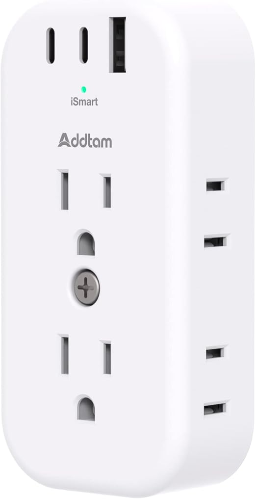 Amazon.com: Outlet Extender Multi Plug Adapter - Addtam Electrical 6 ...