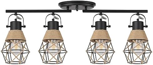 Farmhouse Track Lighting Kit, Directional Ceiling Light Indoor with 4 ...