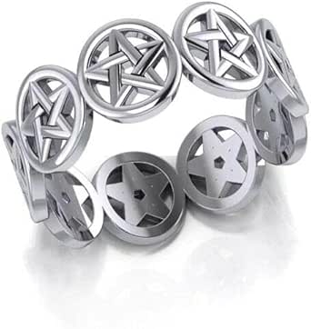 Amazon.com: Pentagram Pentacle Sterling Silver Ring by Peter Stone ...