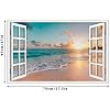 Amazon.com: Erllsino Sea Beach Wall Sticker Sunset Seascape Fake Window ...