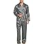 Sanraflic Men's Satin Pajamas Long Button-Down Pj Set Sleepwear ...