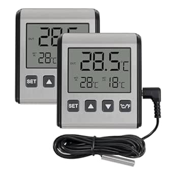 Amazon.com: DWEII 2 Pack Refrigerator Thermometer， Freezer Thermometer ...
