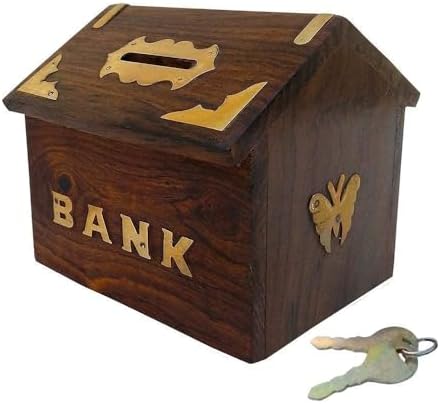 Craftland Wooden Money/Piggy Bank, Money Box, Coin Box with Carved ...