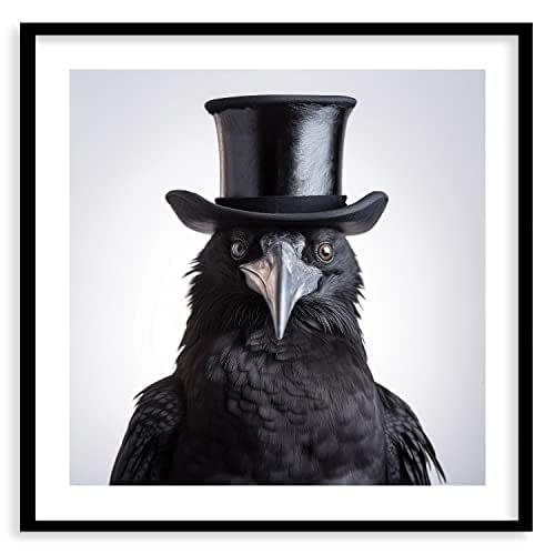 Amazon.com: Crow with Top Hat Art Print for Wall Decor - Premium Giclee ...