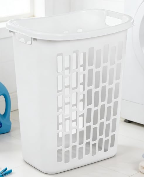 Amazon.com: Rectangular laundry basket, made of plastic, slim design ...