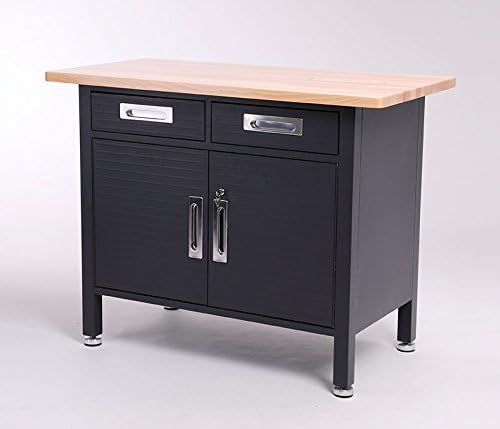 BLACKCOMB Hardwood Top Work Center with 2-Drawer Storage