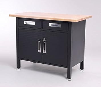 BLACKCOMB 2-Drawer Hardwood top Work & Storage Centre, Graphite ...