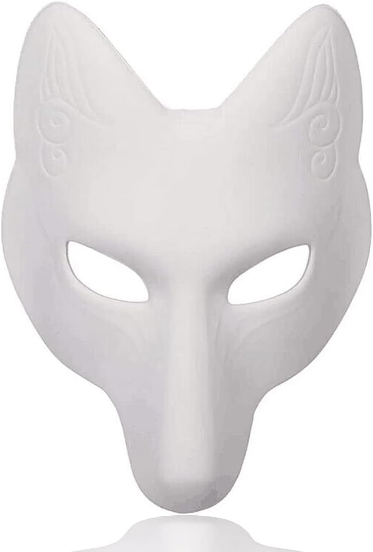 Amazon.com: Halloween Fox Mask Paper Blank Mask DIY Animal Unpainted ...