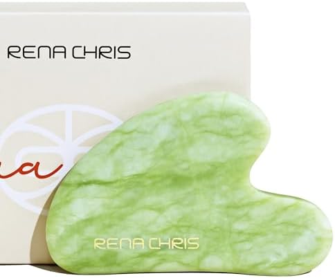 Amazon.com : Rena Chris Gua Sha Facial Tools, Natural Jade Stone Guasha Tool for Face, Manual ...
