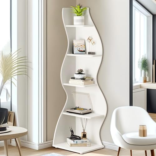Amazon.com: LITTLE TREE Small Corner Shelf, Modern 5-Tier Wall Corner ...
