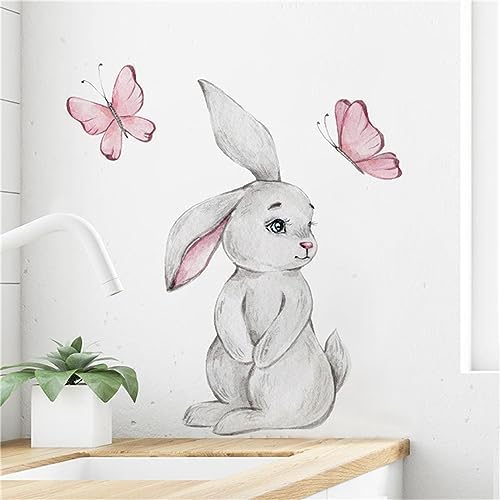 Amazon.com: Cute Pink Bunny Butterfly Wall Stickers, sacinora Cartoon ...