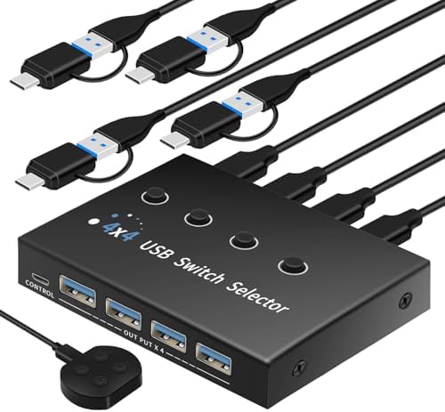 Amazon.com: Cable Matters 4 Port USB 3.0 Switch USB Sharing Switch for ...