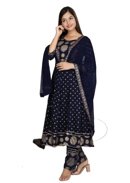 Buy Shivam Fashion Women Rayon Printed Anarkali Kurti with Pant and ...